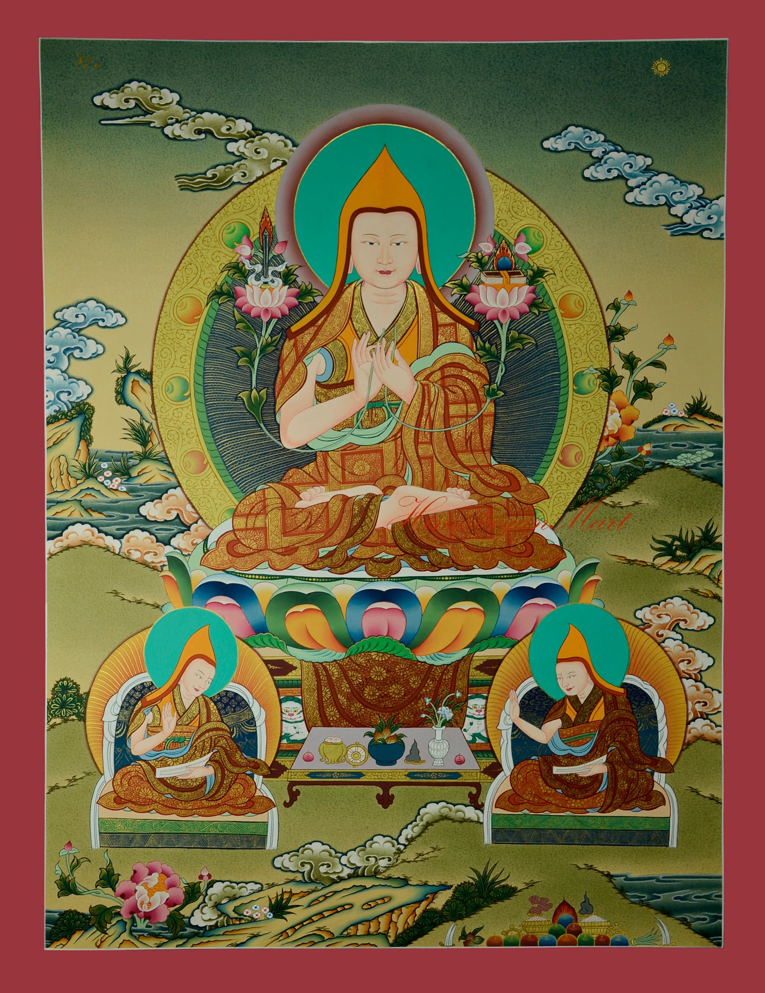 Lama Tsongkhapa Thangka – Traditional Tibetan Painting for Meditation ...