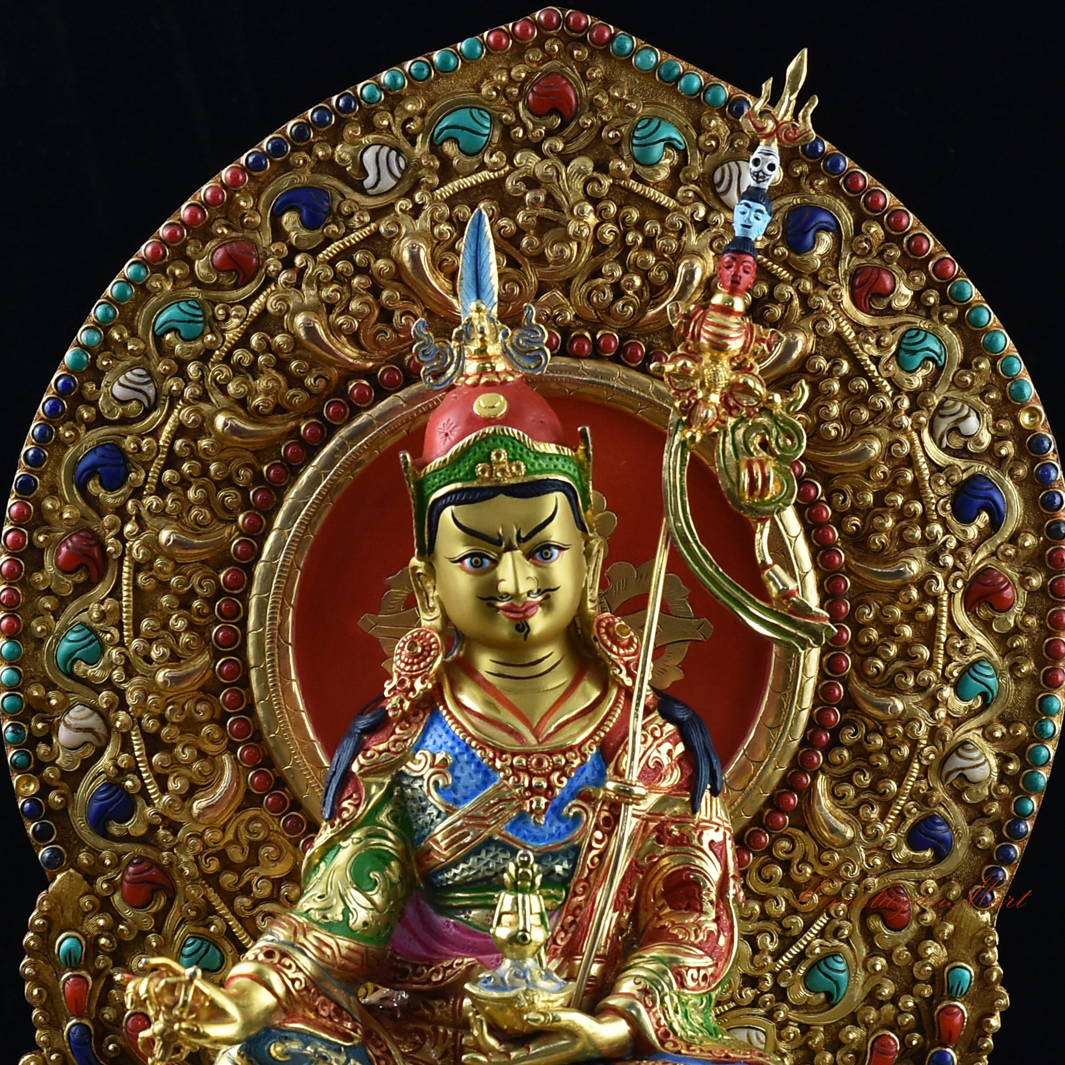 Tibetan Guru Rinpoche Sculpture Lotus-Born Master Gilded Craftsmanship ...